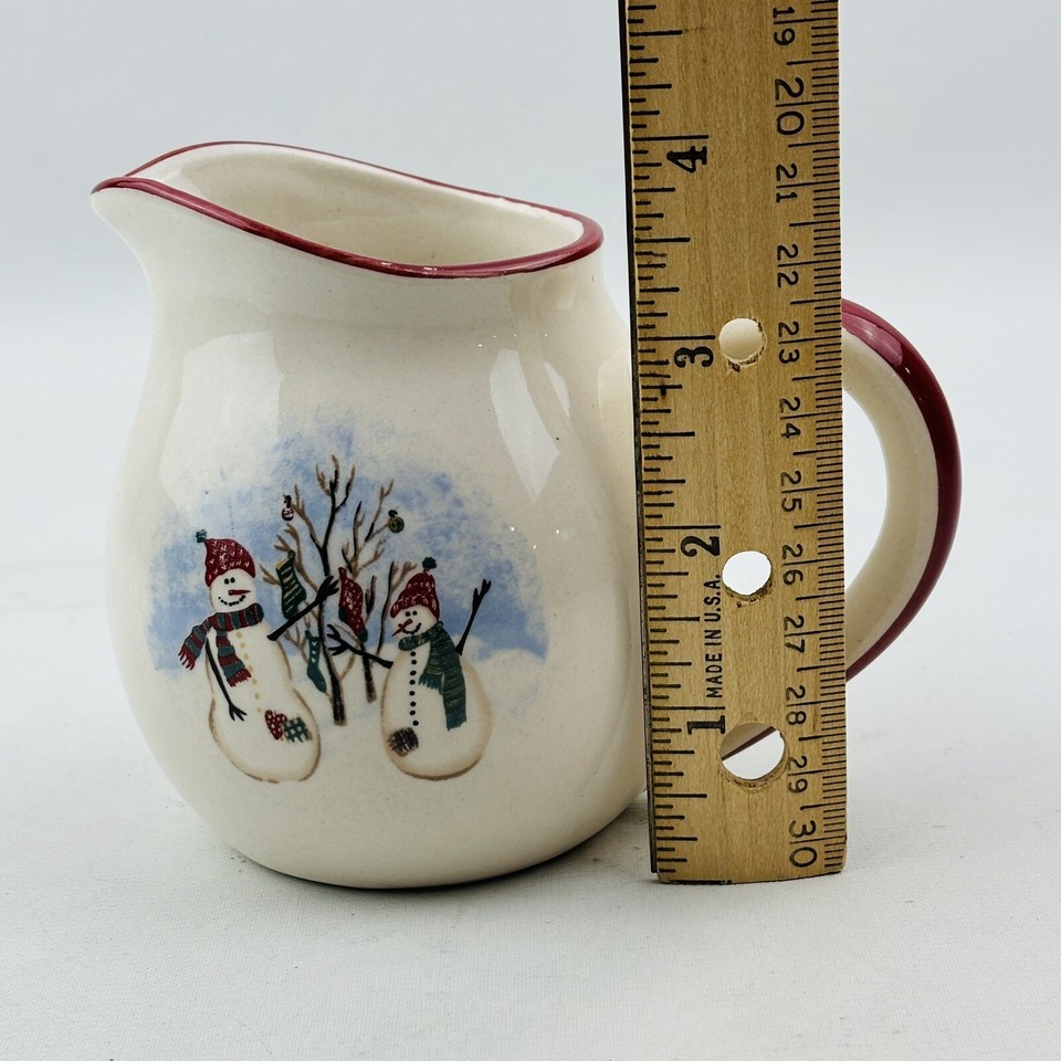 Royal Seasons Snowmen Creamer Pitcher Red Band Stoneware | eBay