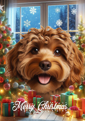 Cockapoo Chocolate Merry Christmas Flag | eBay