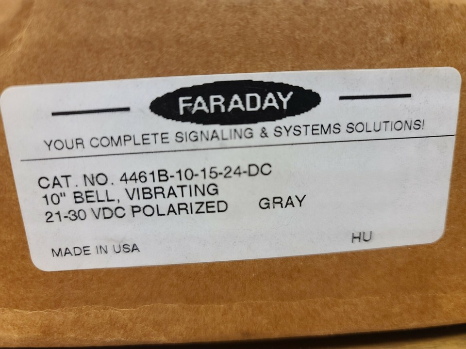 FARADAY VIBRATING BELL W/ 10" GONG Cat No 4461B-10-15-24-DC GREY 24 VDC ...