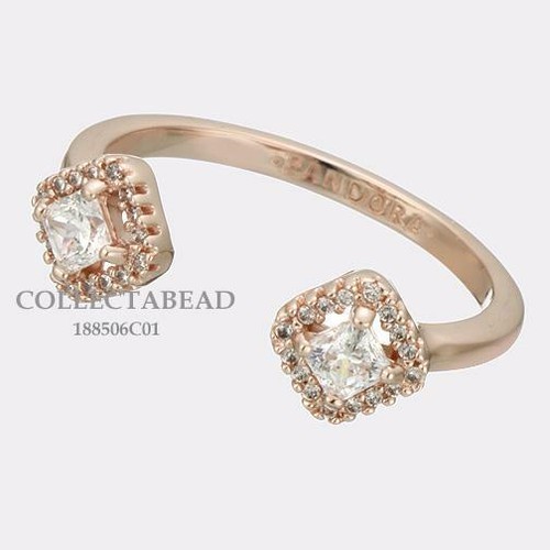 Authentic Pandora Silver ROSE™ Gold Pave Square Sparkle Open Ring ...