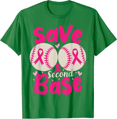 Save Second Base Funny Baseball Breast Cancer Proud Unisex T-Shirt | eBay
