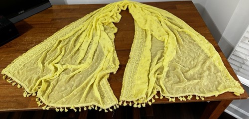 Women’s Shear BoHo hippie gypsy scarf wrap Tassels Yellow Fairy ...