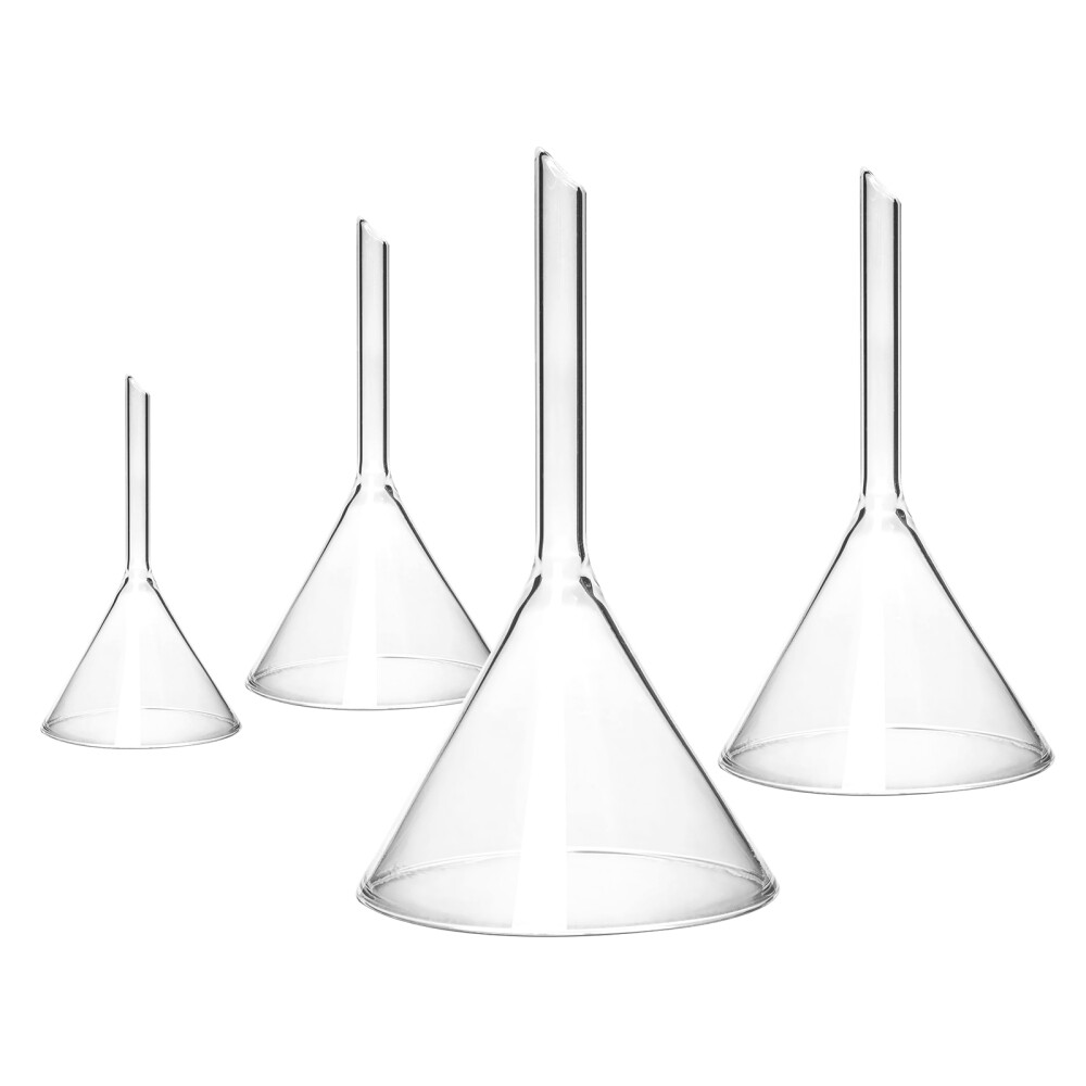 4 Pcs Short Tube Glass Funnel Funnels for Kitchen Use Filling Bottles ...