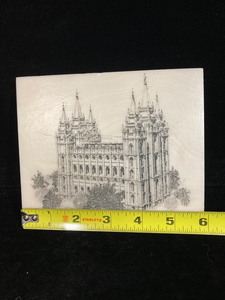 Salt Lake Mormon LDS temple etched In marble. Framed Art. Signed. | eBay