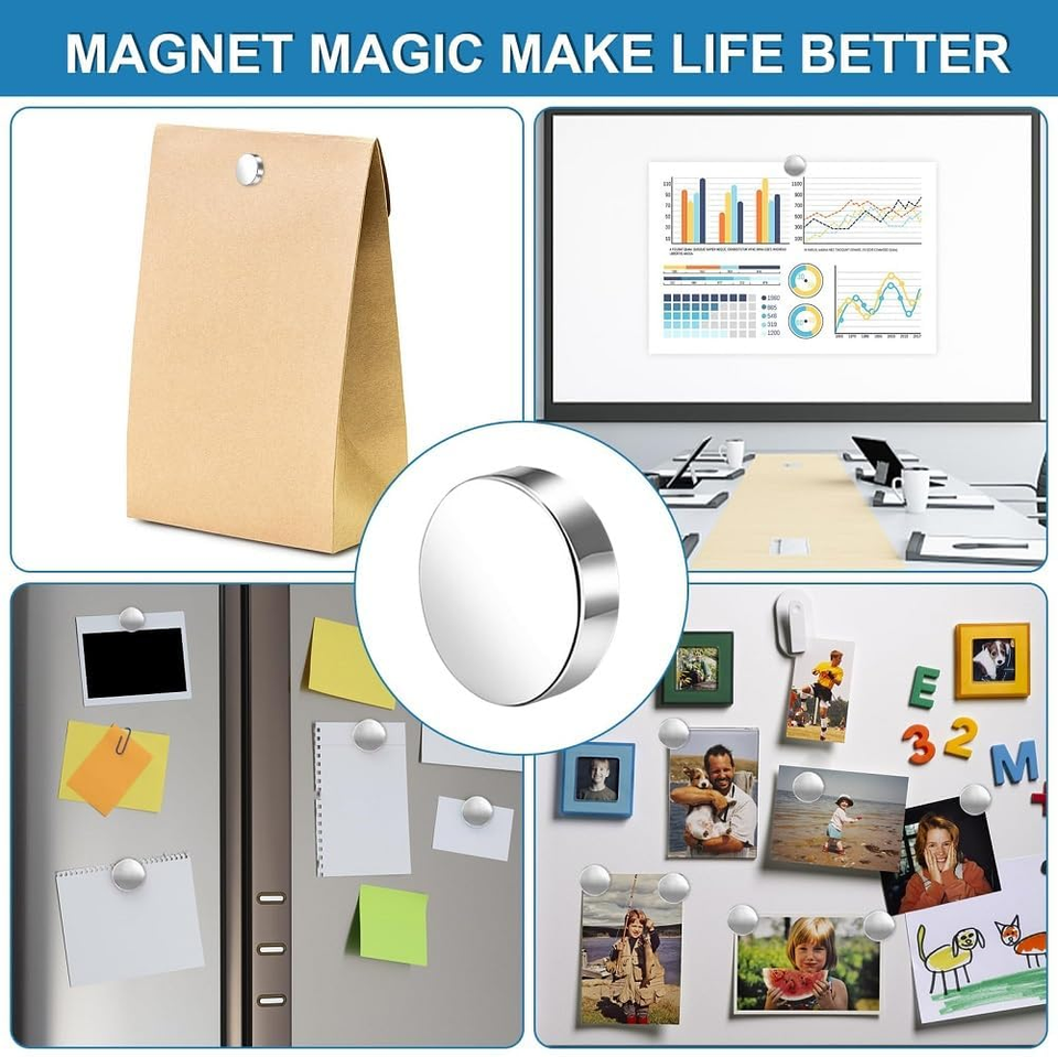 60-Piece Small Magnets – 6Mm X 3Mm Silver Mini Fridge Magnets for ...