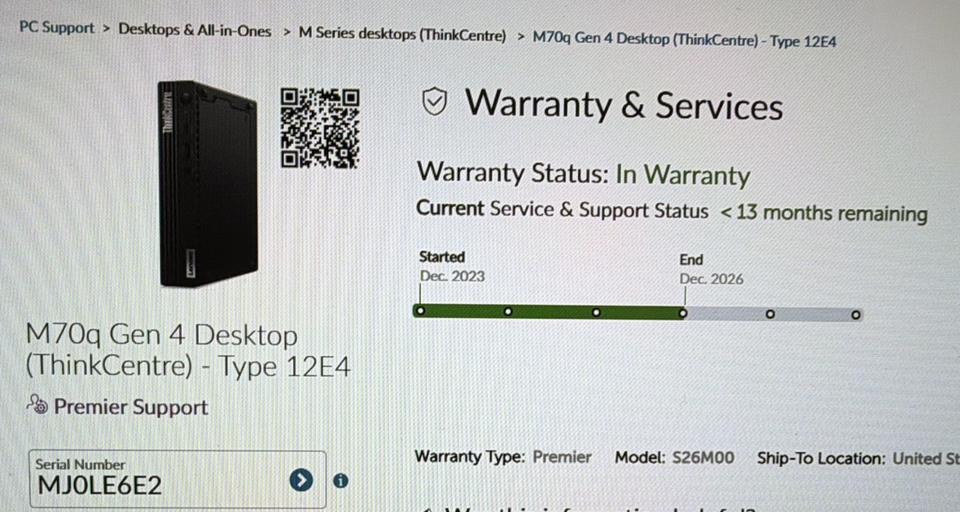Lenovo M70q Gen 4 Desktop-i5-13400T-32GB Ram-256GB SSD-Windows 11 Pro ...