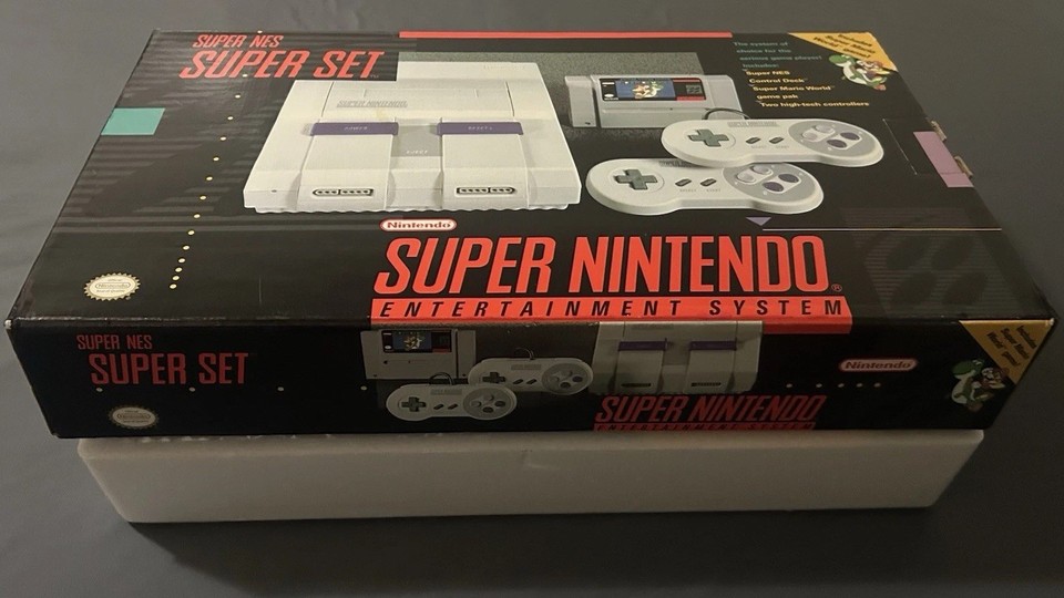 VINTAGE SNES SUPER NINTENDO SUPER SET CONSOLE CIB VERY FEW MINTY SETS ...