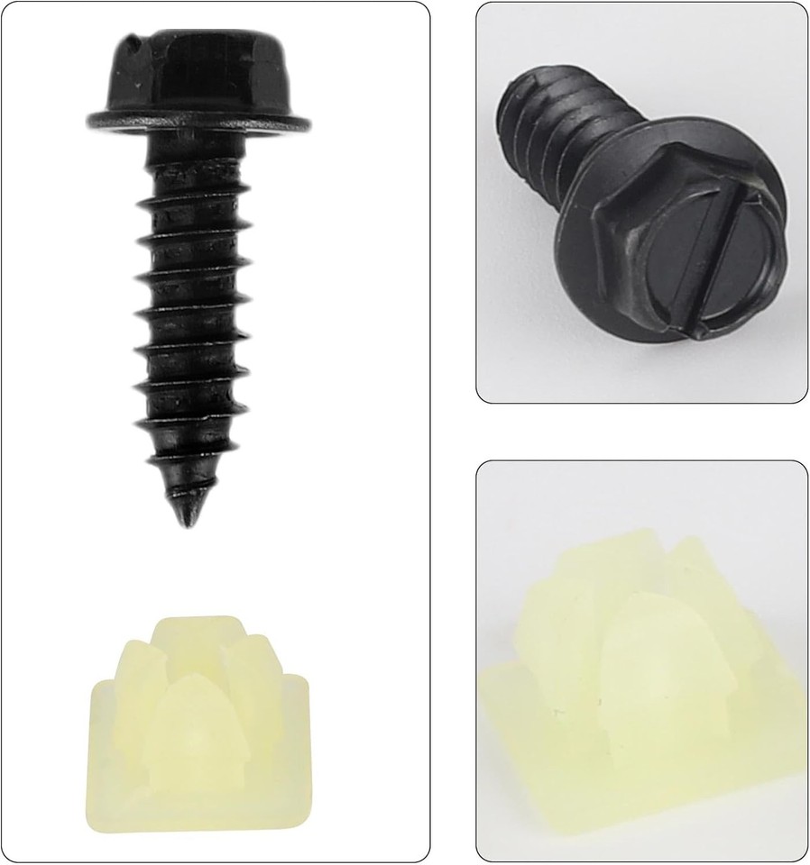 License Plate Screw Kit, Include 4pcs Nylon Screw Retainers & 4pcs ...