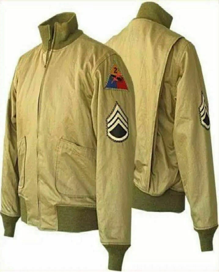 FURY BRAD PITT TANKER WWII BOMBER JACKET US ARMY COMMANDER KHAKI cotton ...