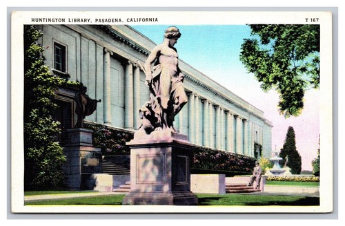 Pasadena CA California Huntington Library Statue Unposted Linen ...