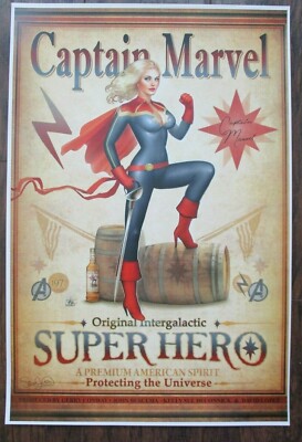 NATHAN SZERDY SIGNED 12X18 ART PRINT CAPTAIN MARVEL ORIGINAL SUPER HERO ...