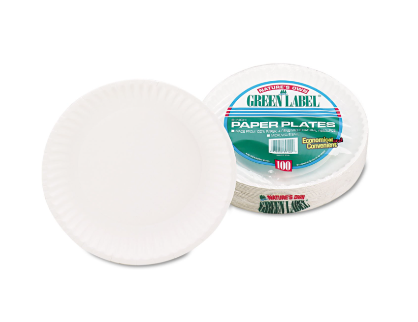 White Paper Plates, 9" Diameter, 100/Bag, 10 Bags/Carton | eBay