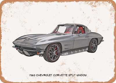 Classic Car Art - 1963 Chevrolet Corvette Pencil Sketch - Rusty Look ...