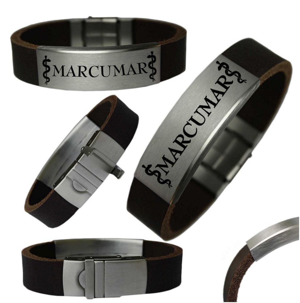 Marcumar Tattoos SOS Notfall Armband Büffel Leder " MARCUMAR"