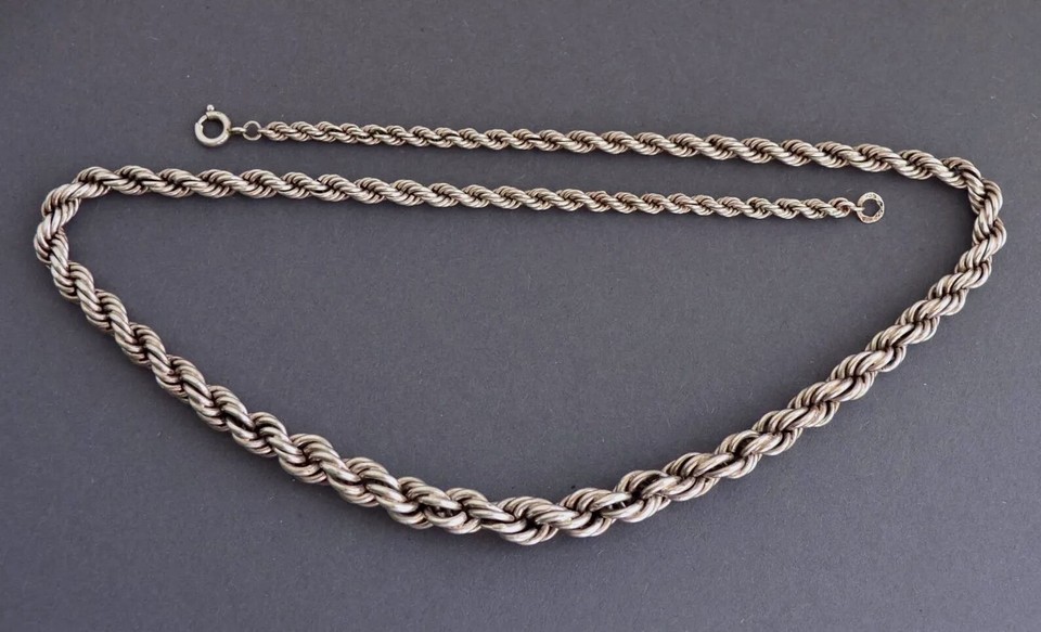 Antique 835 Solid Silver Graduated Chain Necklace Length 45 cm | eBay