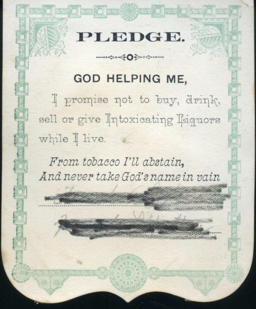VICTORIAN TRADE CARD: 1880 - 1920s ABSTINENCE SOCIETY PLEDGE CARD | eBay