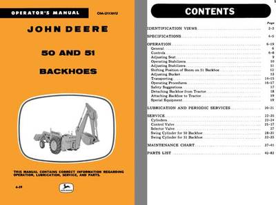 John Deere 50 and 51 Backhoes Operators Manual OM-U11301U | eBay