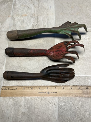 Vintage lot of 3 Primitive Garden Hand Tools Finger Claw Rake | eBay