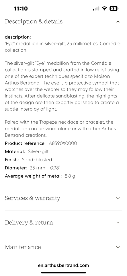 Arthus Bertrand Evil Eye Pendant NIB | eBay