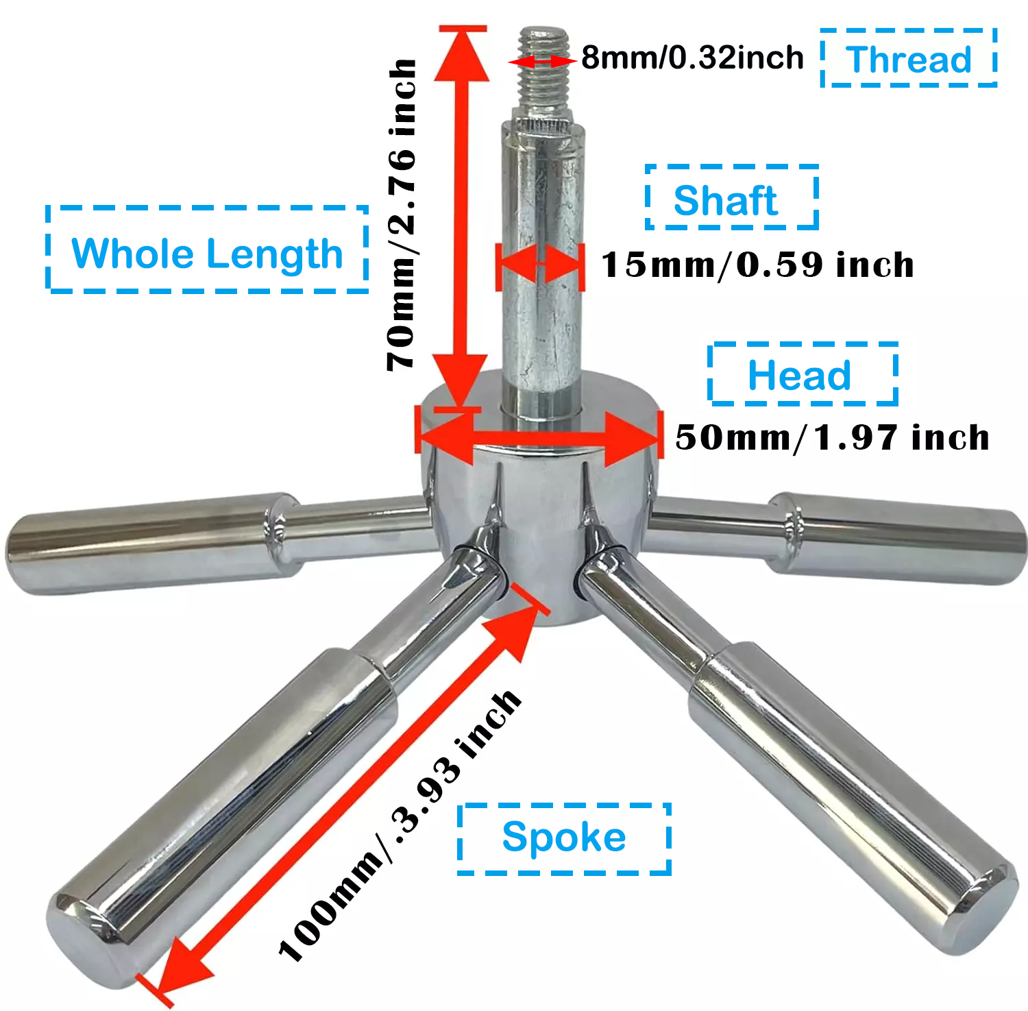 5 Spoke Gun Safe Handle Round Shaft Gun Safe Handle With Chrome Finish ...
