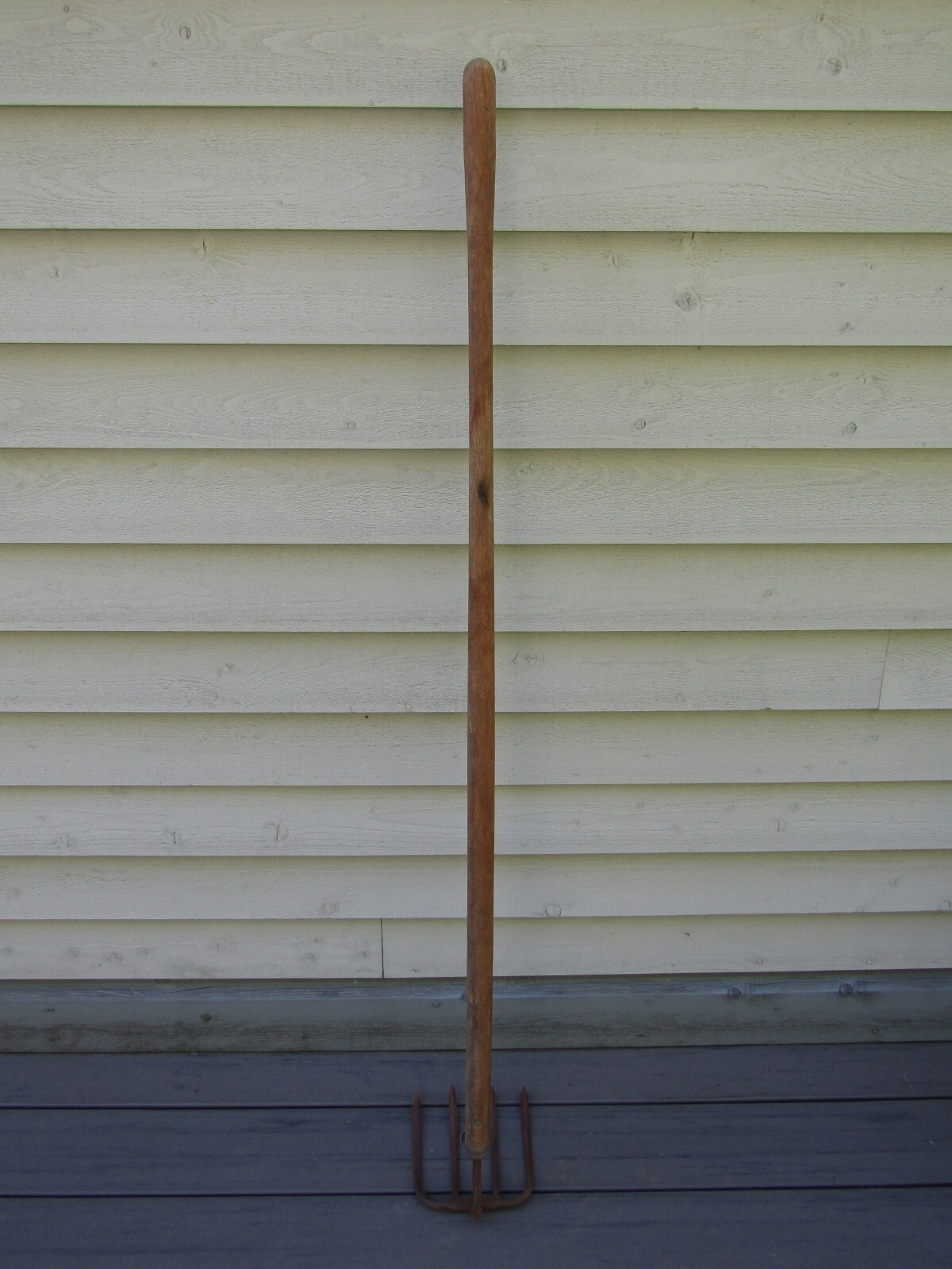 VINTAGE 4 Prong POTATO PITCH FORK Wooden Handle Country Farm Tool 55 ...