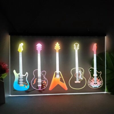 Guitar Weapons Multicolor Luminous LED Sign with Neon Light Emitting ...