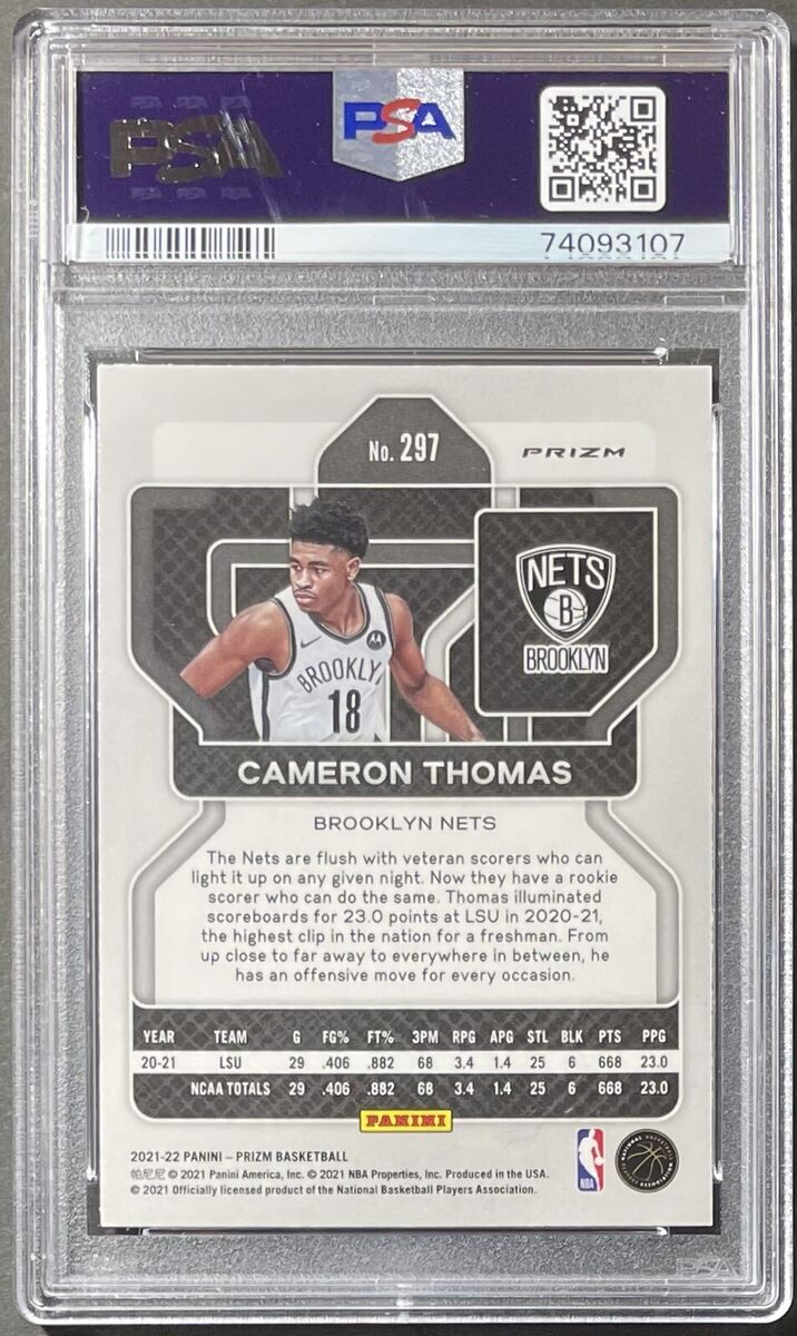 PSA 10 ) Cameron Thomas 2021-22 Panini Prizm #297 Red Ice PSA 10 ) Cameron Thomas 2021-22 Panini Prizm #297 Red Ice