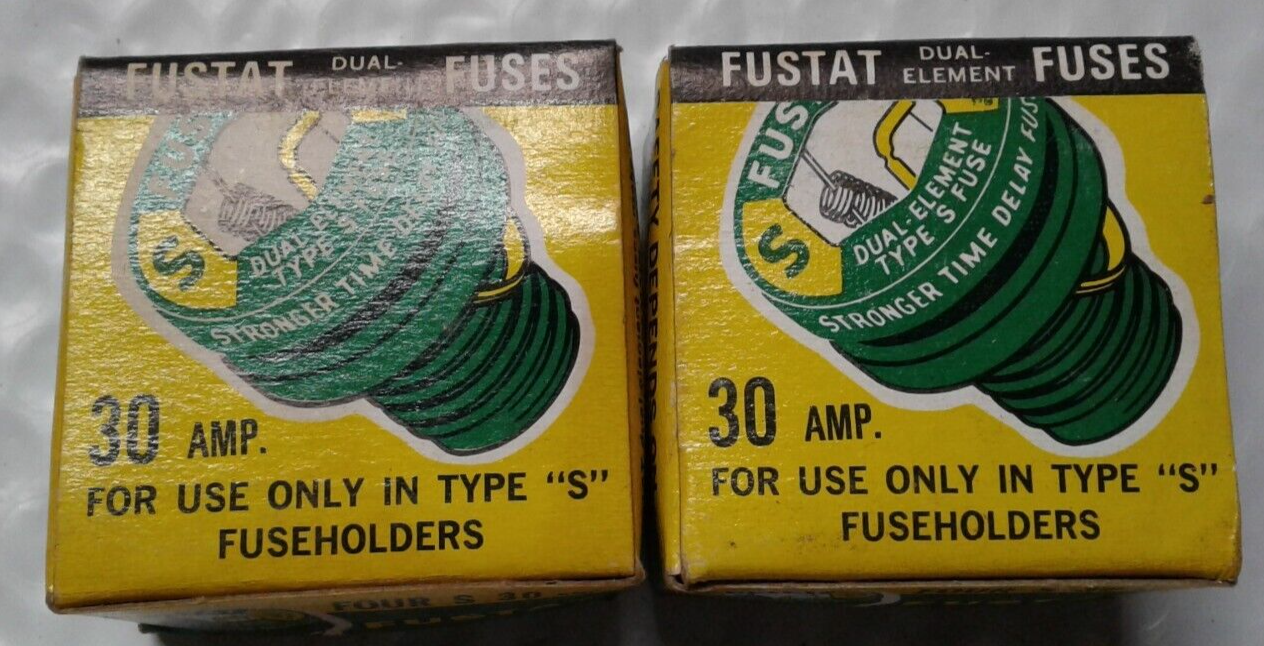 Lot of 8 Bussman Fustat S30 Fuses 30 Amp 125V Vintage 2 BOXES OF 4 old ...