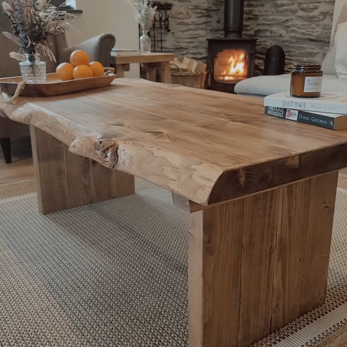 LINA Waney / Live Edge Chunky Coffee Table Rustic Solid Woo | eBay