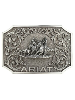 Ariat Mens Smooth Edge Rectangle Team Roper Belt Buckle, Silver | eBay