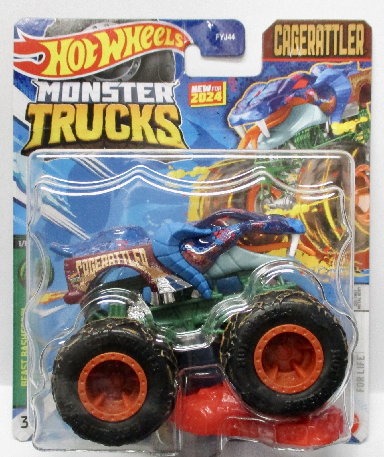 2024 HOT WHEELS MONSTER TRUCKS A CASE CAGERATTLER BLUE BEAST BASHERS | eBay