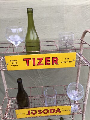 VINTAGE ANTIQUE RARE TIZER JUSODA POP BOTTLE MAN CAVE GIN BAR RACK ...