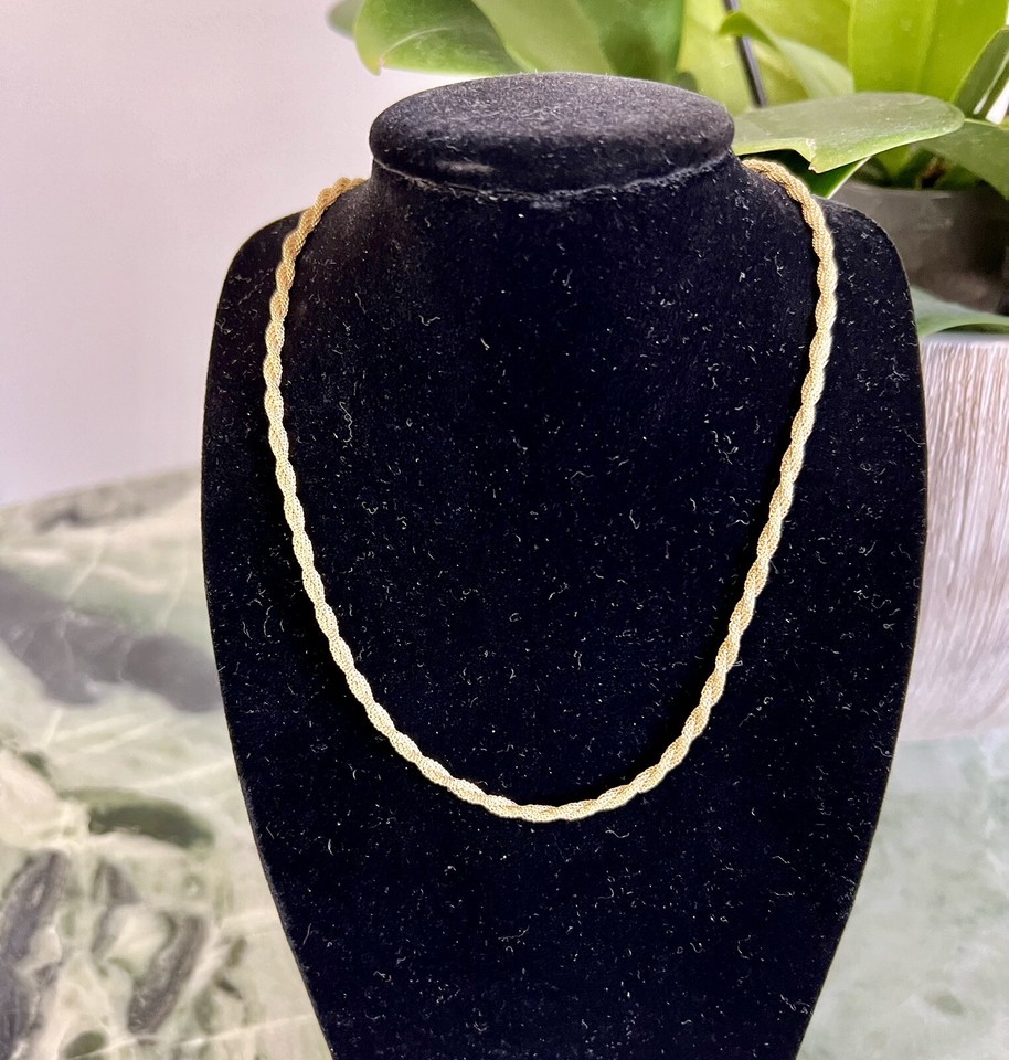 FINE VINTAGE MESH BRAIDED ROPE CHAIN SOLID 14K YELLOW GOLD 18” LONG | eBay