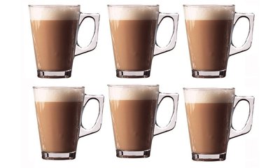 Latte Glass 240ml for Tea Cappuccino Glasses Tassimo Costa Coffee Cups ...