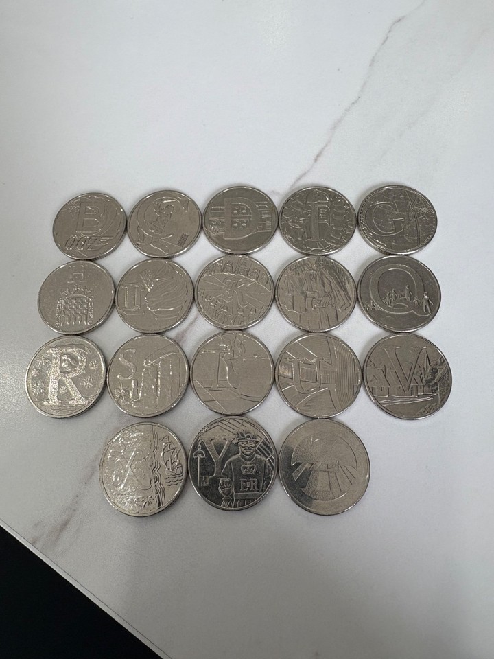 Alphabet 10p Letter Coins (B, C, D, F, G, H, I, K, M, Q, R, S, T, U, V ...