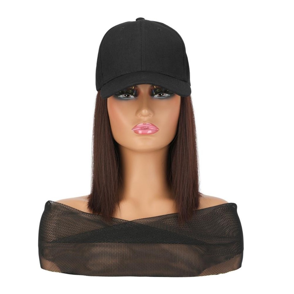 Women Long Straight Wig Baseball Hat With Synthetic Hair Baseball Cap ...