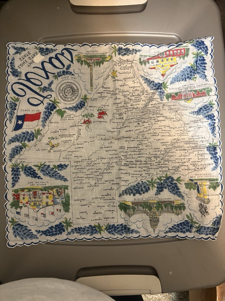 Vintage Texas Cartoon Map Hankie Handkerchief Souvenir | eBay