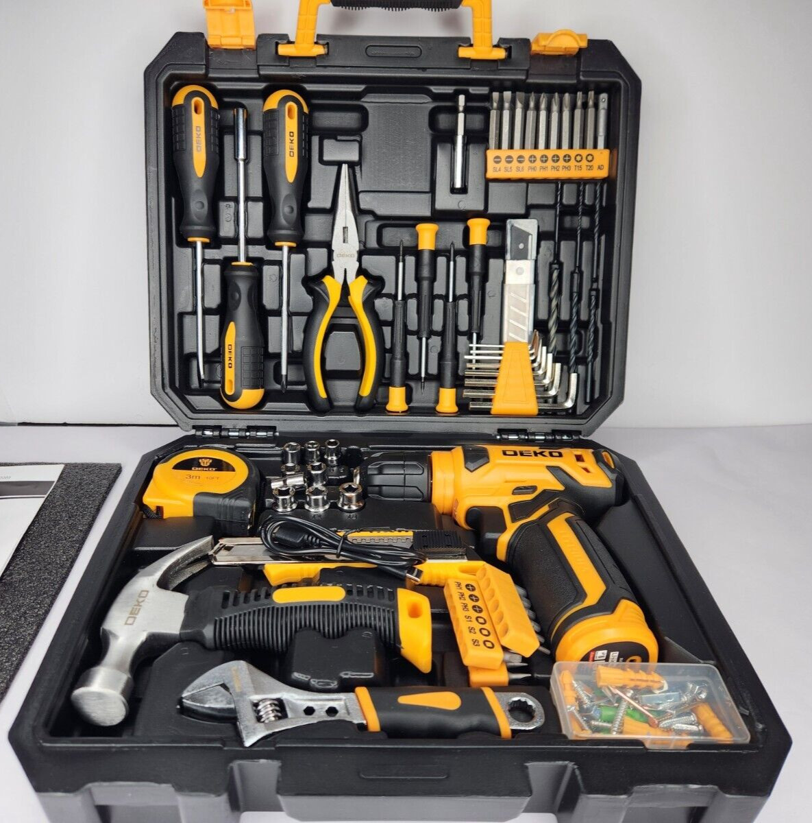 DEKOPRO 126 Pcs Tool Set Mechanics Tools Kit & Electric Driver Set DIY ...