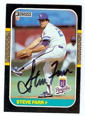Steve Farr autographed baseball card (Kansas City Royals) 1987 Donruss ...