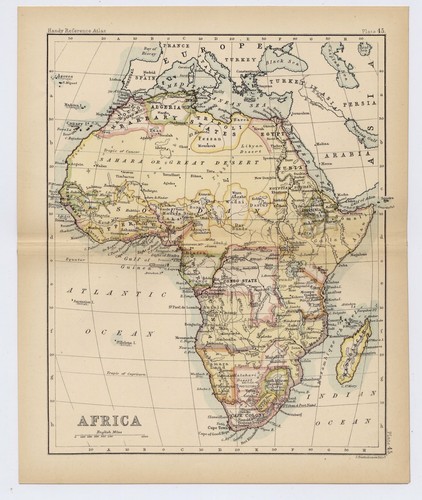 1888 ORIGINAL ANTIQUE MAP OF AFRICA / GERMAN FRENCH BRITISH COLONIES | eBay