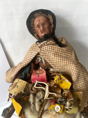 Early wax Peddler doll with cloth body and leather lower arms | eBay