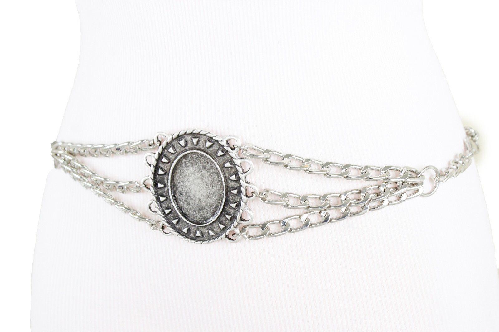 Women Fashion Belt Ethnic Style Oval Shape Charm Buckle Skinny ...