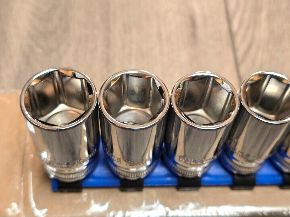 New 14 Piece 3/8" dr, 6 Point Mid Length / Semi-Deep Socket Set, Metric ...