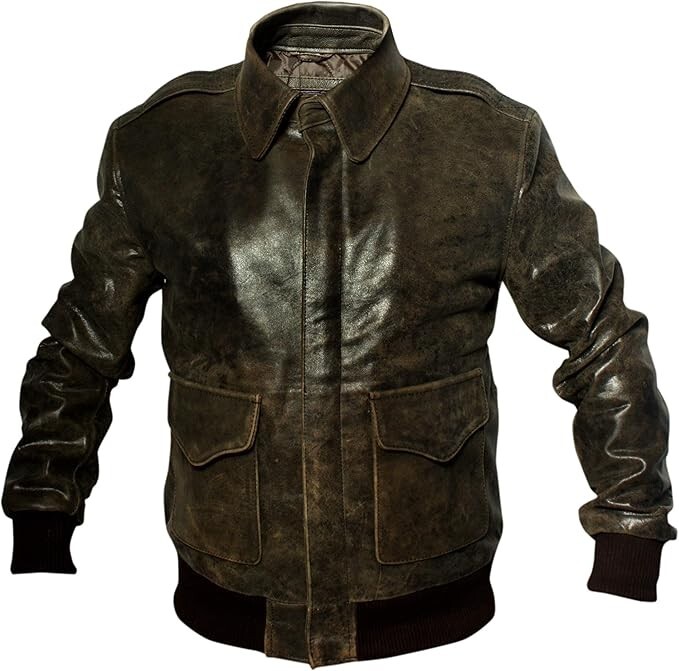 Mens Aviator A2 Distressed Bomber Real Leather Flight Pilot Jacket | eBay