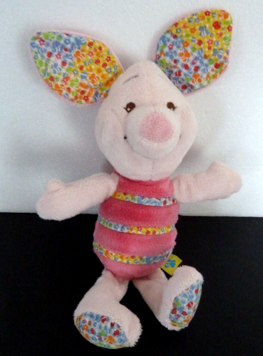 K8. DOUDOU PELUCHE DISNEY BABY PORCINET ROSE FLEUR ABEILLE bleu jaune ...