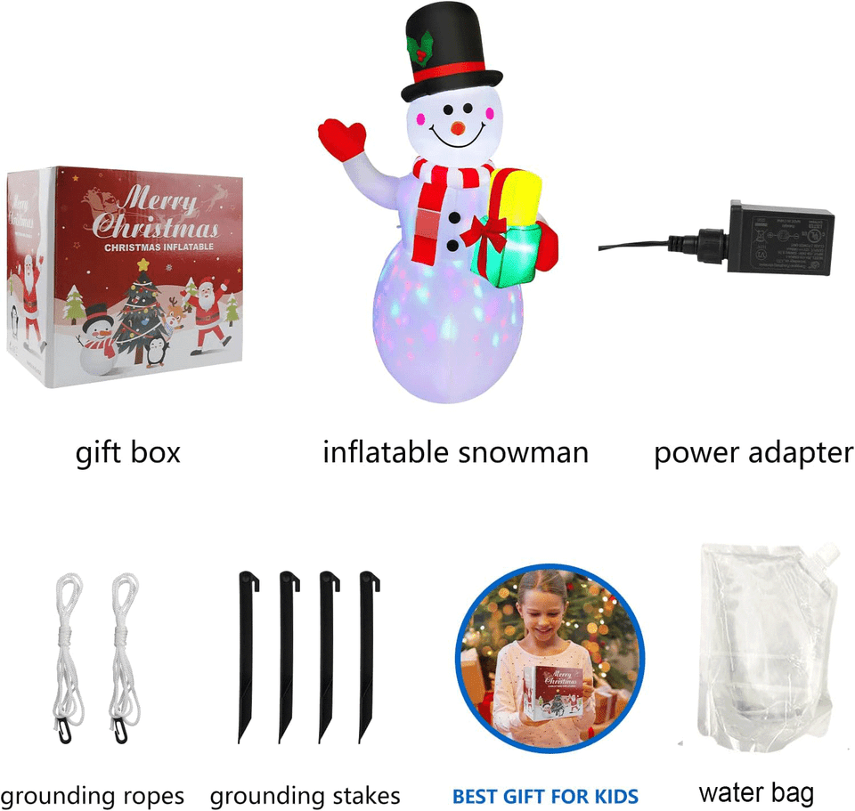 5ft Christmas Inflatables Snowman Outdoor Yard Rotating LED Blow Up ...