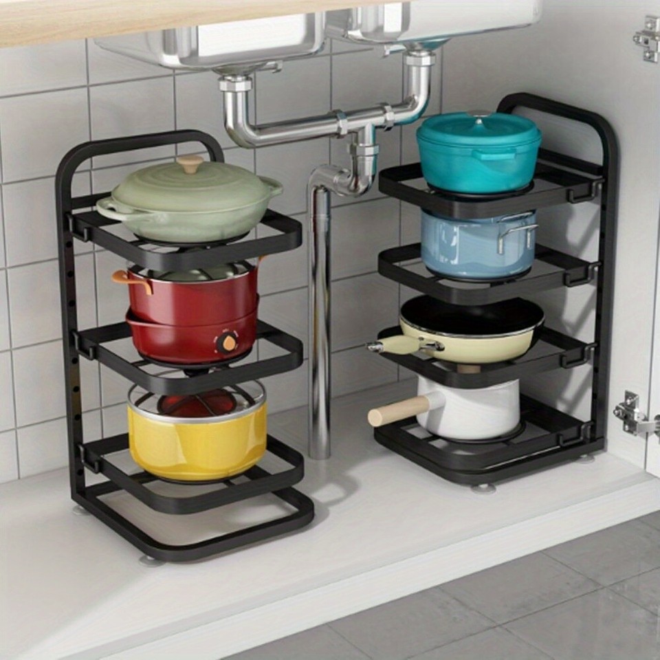 Kitchen Lid Pan Stand Saucepan Pot Rack Wall/Cabinet Storage Organiser ...