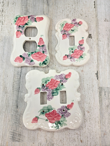 Ceramic Rose Light Switch Plates & Outlet Covers set of 3 Pottery by ...