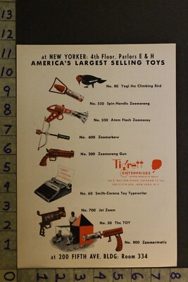 1953 TOY AD TIGRETT ZOOMERMATIC JET SMITH TYPEWRITER GUN BOW ZOOMERANG ...