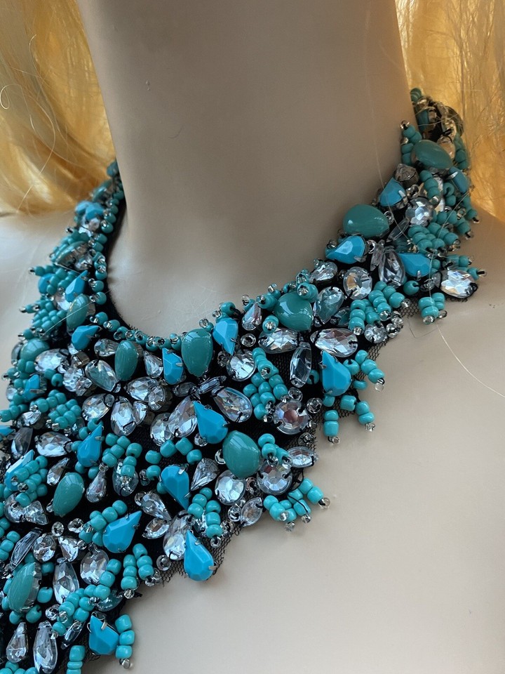 Prom Party Ball Gown Luxury Couture Black Halter Crystal Beads Size 8 ...